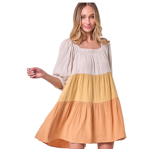 Kari's Fashion | Dresses | 69 Womens Mangooatmeal Colorblock Linen ...